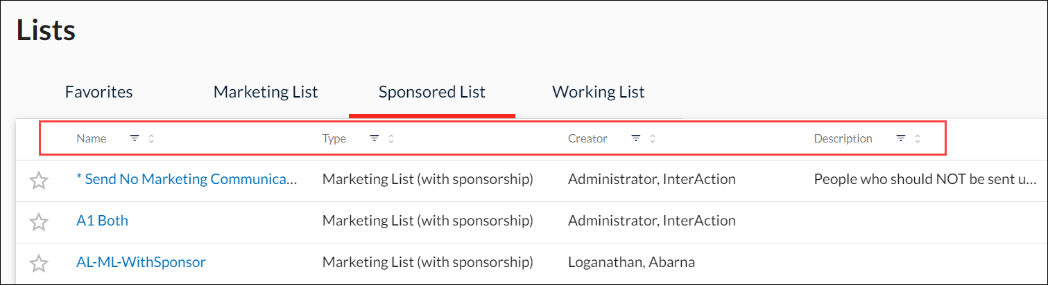 Filter and Sort – InterAction+™ SaaS Answer Center
