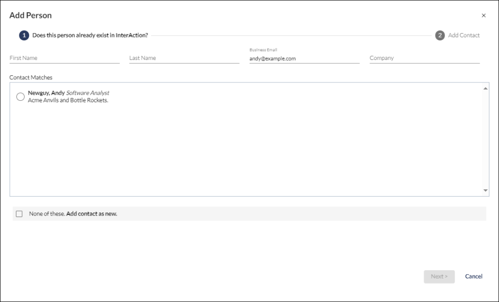 Créer un nouveau contact personnel – Base de connaissances InterAction+ ...